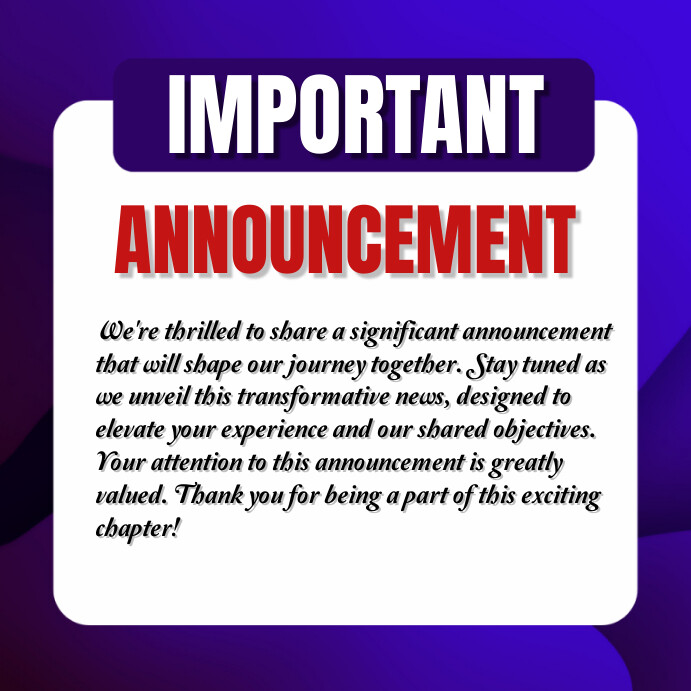 Copy of Important announcement | PosterMyWall