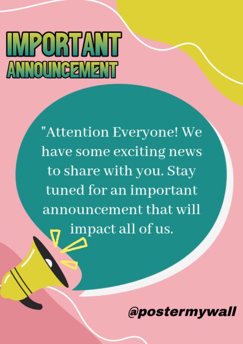 Important Announcement Template | PosterMyWall