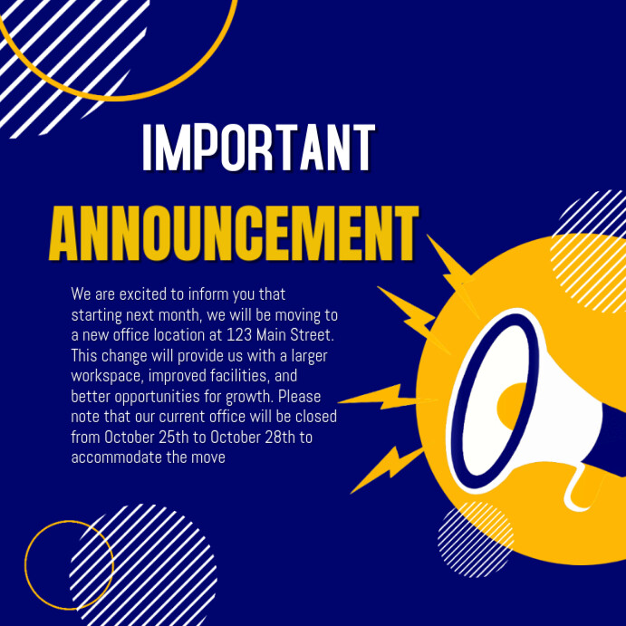 Important announcement Template | PosterMyWall