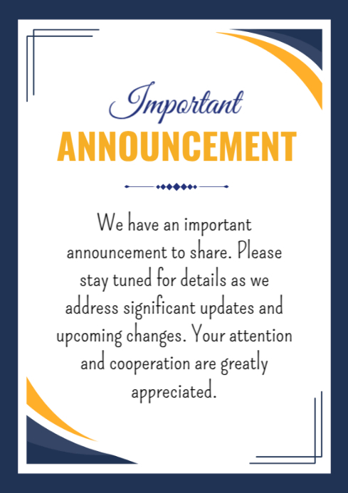 Important Announcement Template | PosterMyWall