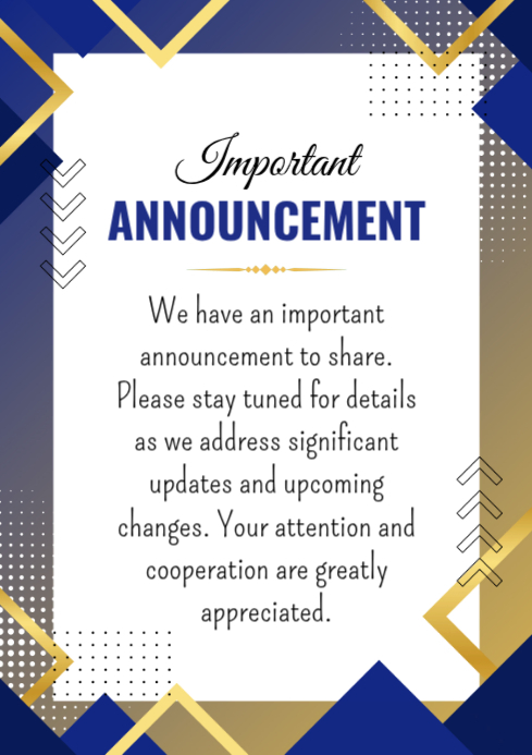 Plantilla de Important Announcement | PosterMyWall