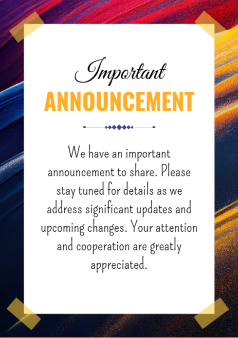 Plantilla de Important Announcement | PosterMyWall