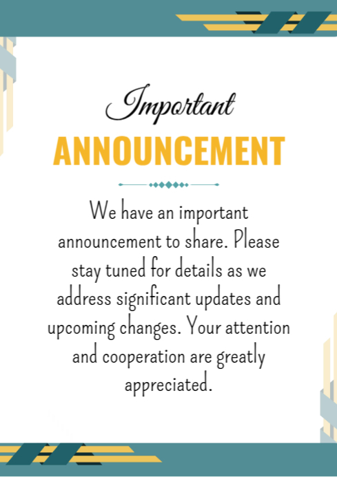 Important Announcement Template | PosterMyWall