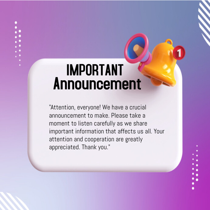 Copy of Important announcement | PosterMyWall