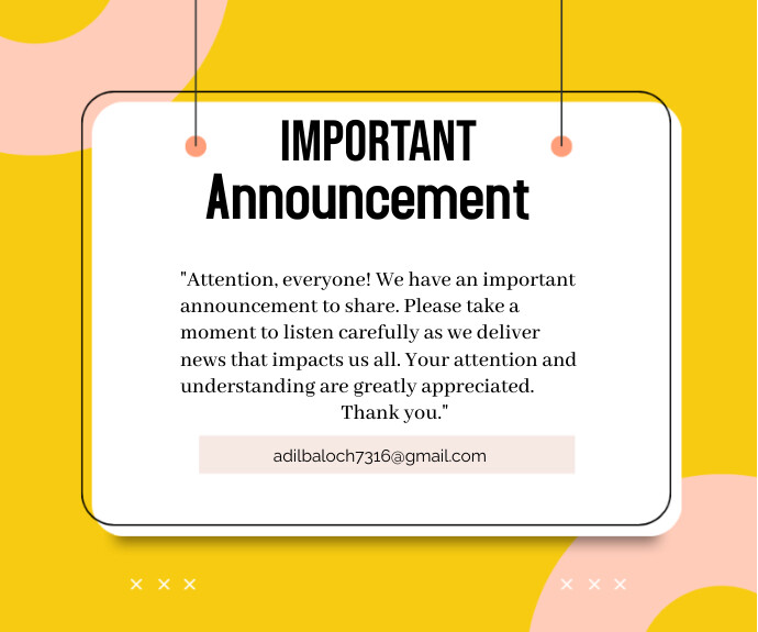 Important announcement Template | PosterMyWall