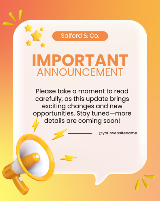 Important Announcement Instagram Portrait Template | PosterMyWall