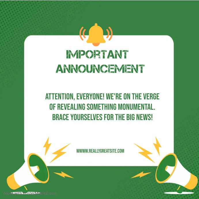 Important Announcement INSTAGRAM POST Template | PosterMyWall