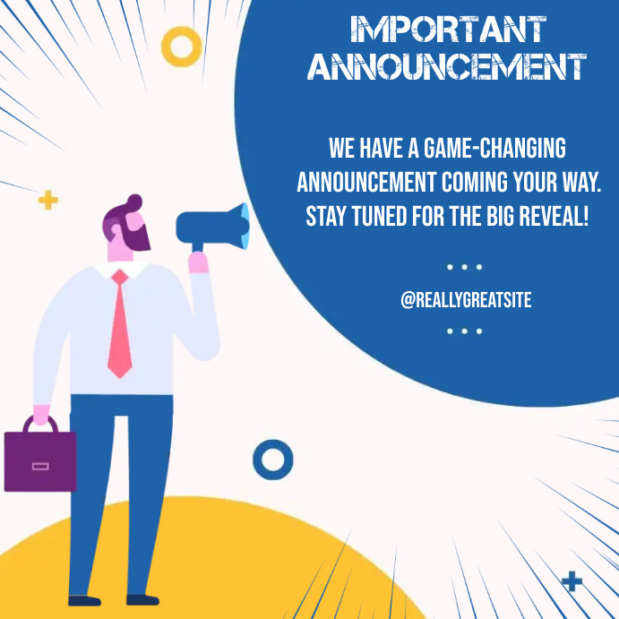 Important Announcement INSTAGRAM POST Template | PosterMyWall