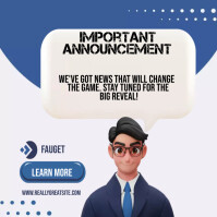 Important Announcement INSTAGRAM POST Template | PosterMyWall