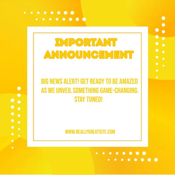 Important Announcement INSTAGRAM POST Template | PosterMyWall