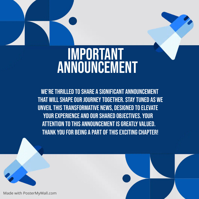 Important Announcement INSTAGRAM POST Template | PosterMyWall
