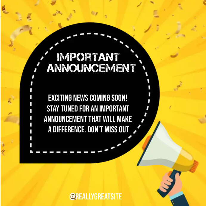 IMPORTANT ANNOUNCEMENT INSTAGRAM POST Template | PosterMyWall