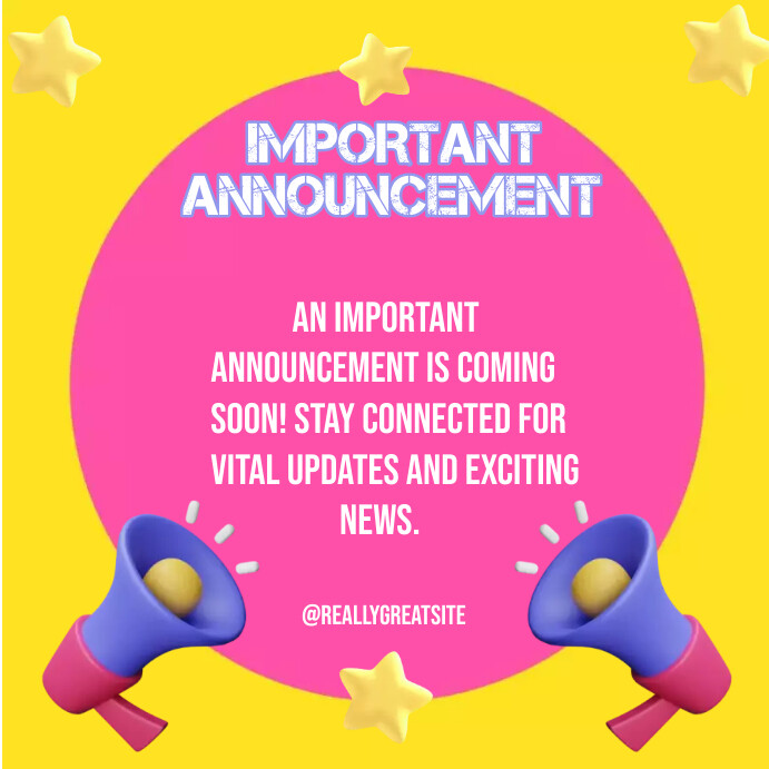 Important Announcement INSTAGRAM POST Template | PosterMyWall
