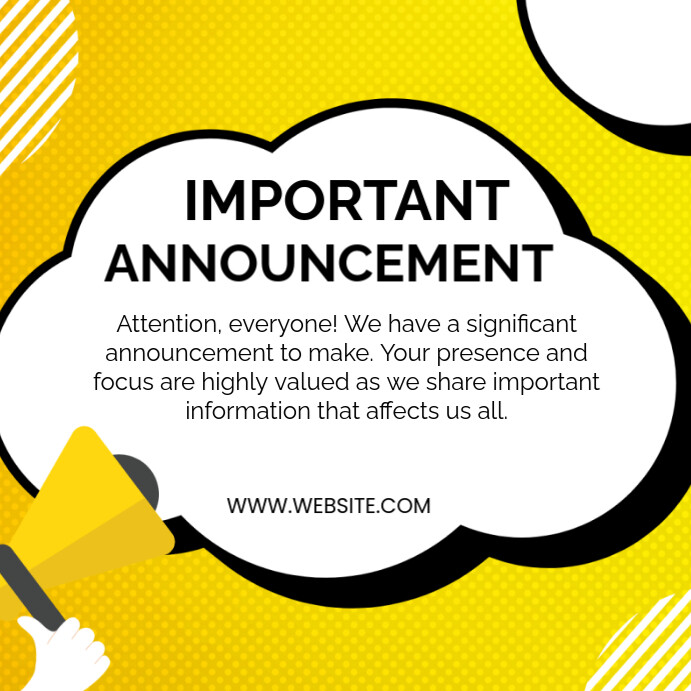 Important Announcement Instagram Post Template | PosterMyWall
