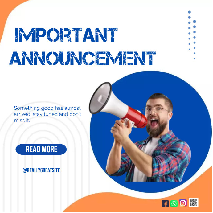 Important Announcement INSTAGRAM POST Template | PosterMyWall