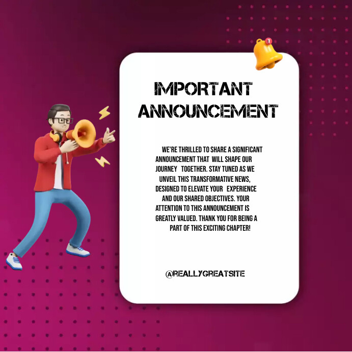 Important Announcement INSTAGRAM POST Template | PosterMyWall