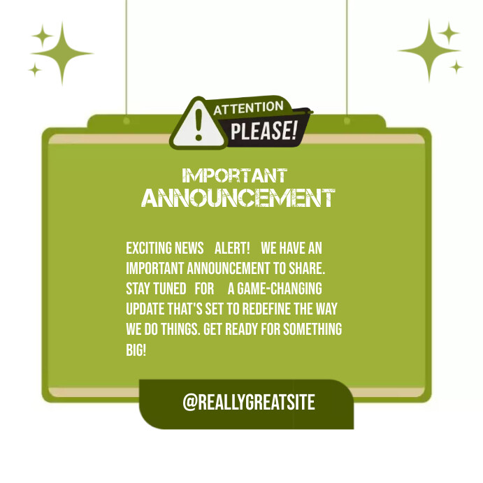 Important Announcement INSTAGRAM POST Template | PosterMyWall