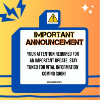Important Announcement INSTAGRAM POST Template | PosterMyWall