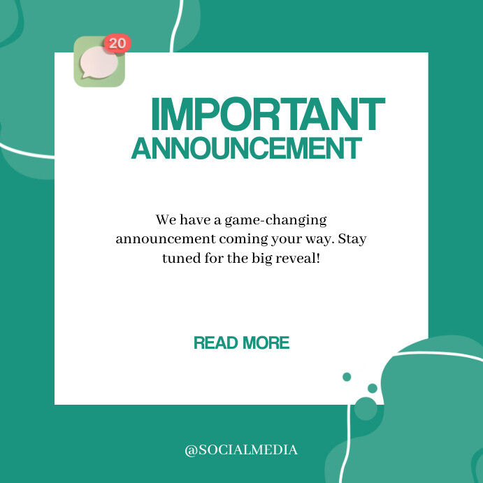Modèle Important Announcement Instagram Post | PosterMyWall
