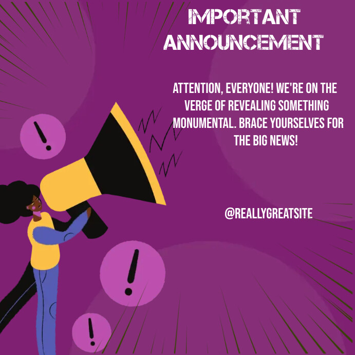 Important Announcement INSTAGRAM POST Template | PosterMyWall