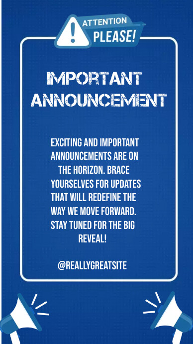 IMPORTANT ANNOUNCEMENT INSTAGRAM STORY Template | PosterMyWall