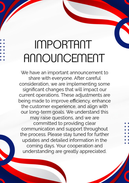 Important announcement to confirm Template | PosterMyWall