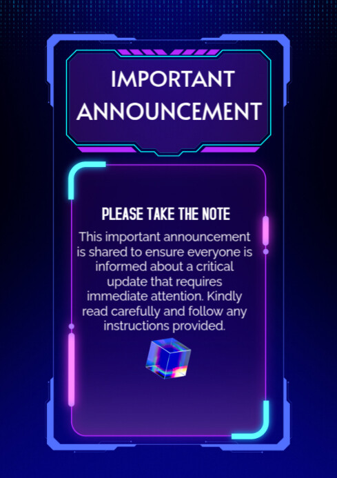 Important announcement to confirm Template | PosterMyWall
