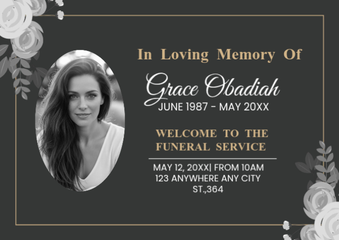 In Loving Memory — Elegant Funeral Invitation Card | Editable Template ...