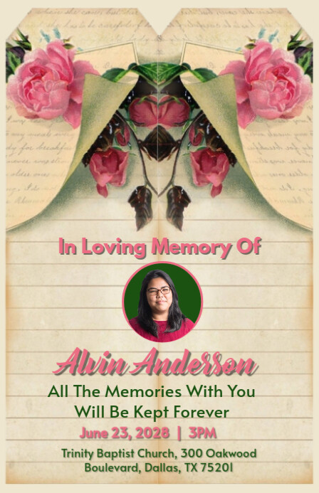 In Loving Memory Celebration Announcement Flyer Template | PosterMyWall