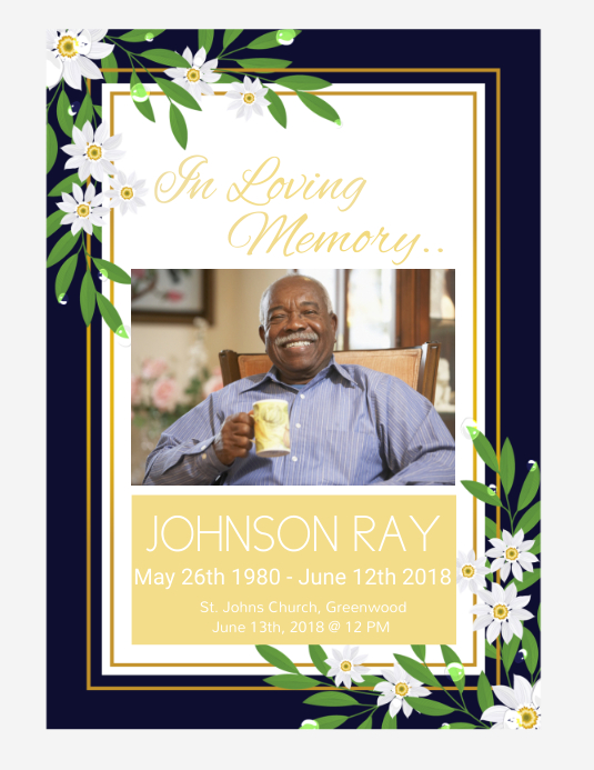 In loving memory flyer floral Template | PosterMyWall