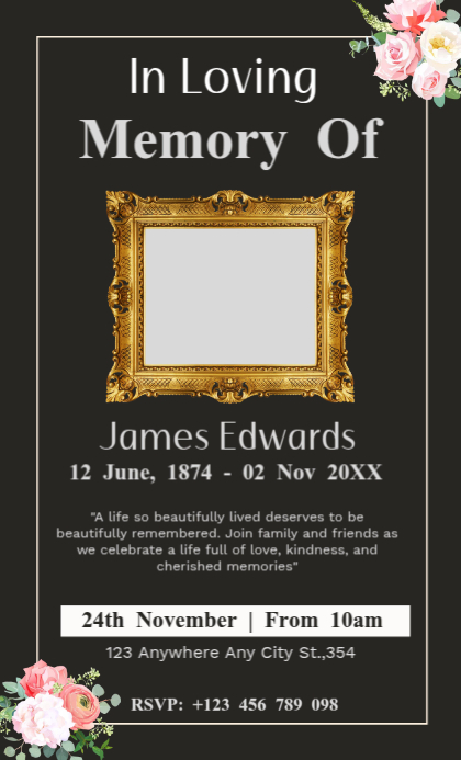 In Loving Memory Instagram Poster Template – Elegant Calla Lily Tribute ...