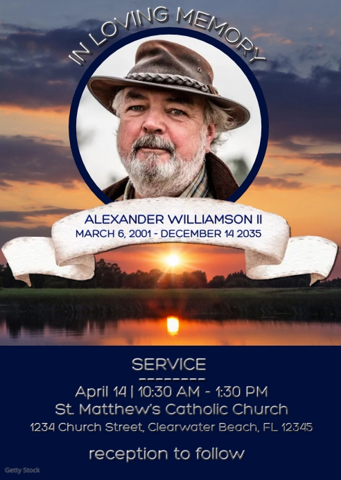 Copy of In Loving Memory Man's Funeral Announcement | PosterMyWall