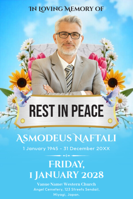 Copy of In Loving Memory: Elegant Funeral Announcement Template ...