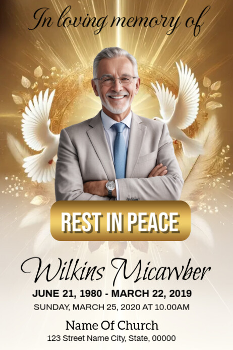Plantilla de In Loving Memory: Elegant Funeral Announcement Template ...