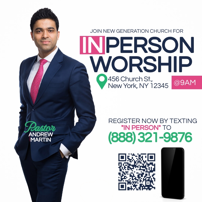 In-Person Worship | Register Template | PosterMyWall