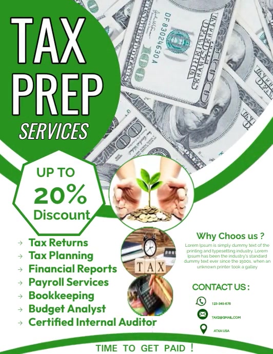 Plantilla de Income tax Services Tax Preparation flyer ,p | PosterMyWall