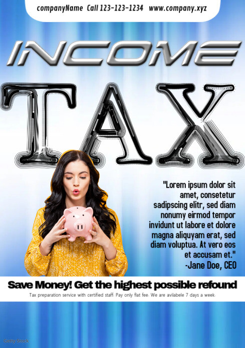 Copy of Income TAx template A4 Poster Flyer | PosterMyWall