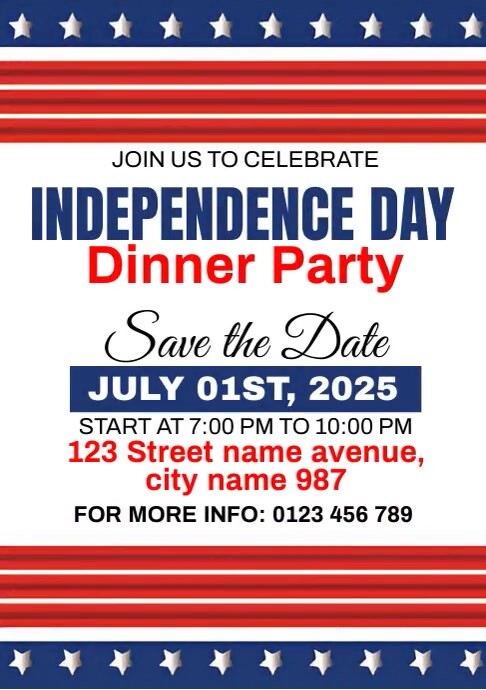 Independence Day Dinner Template | PosterMyWall