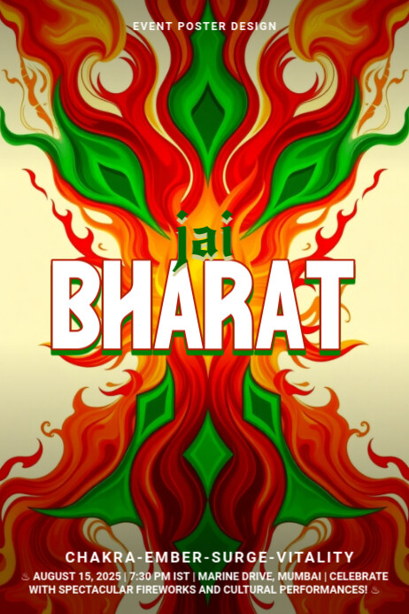 India Independence Day Chakra Ember Poster Design Template | PosterMyWall