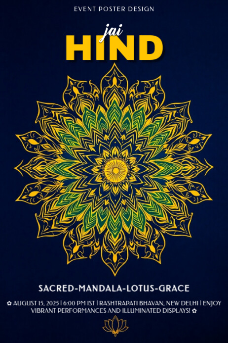 India Independence Day Sacred Mandala Poster Design Template | PosterMyWall