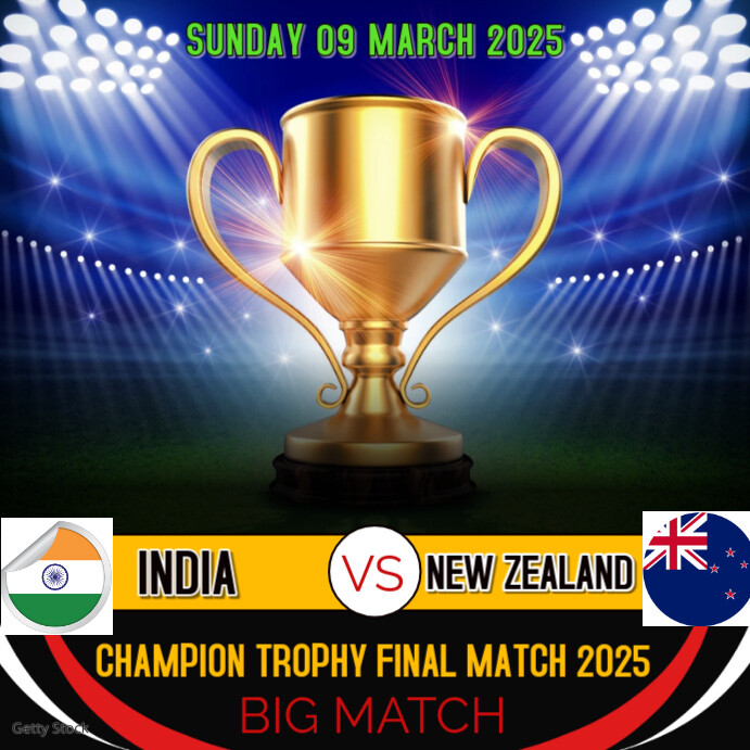 India Vs new Zealand champion trophy Template | PosterMyWall