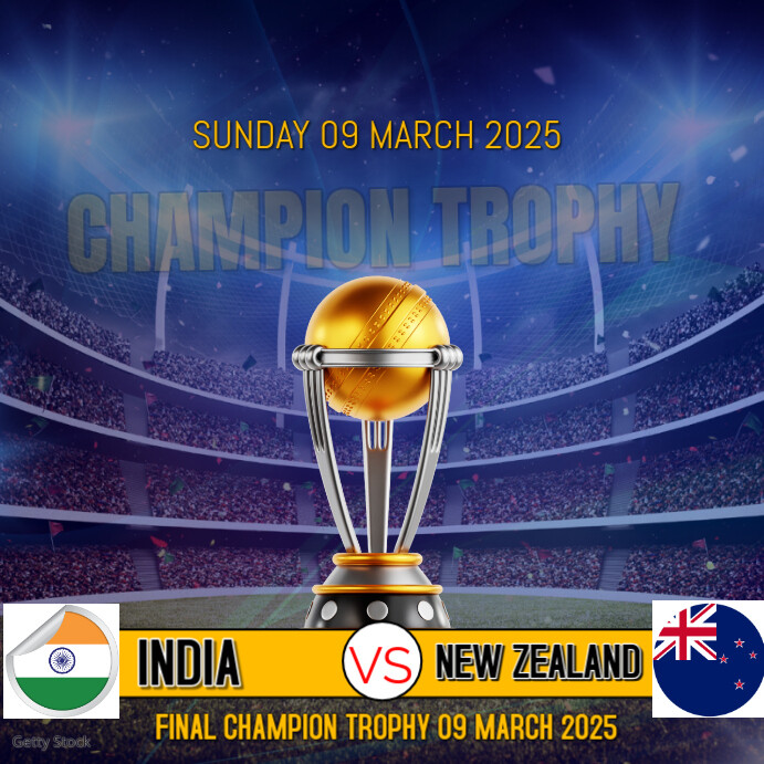 India Vs new Zealand champions trophy Template | PosterMyWall