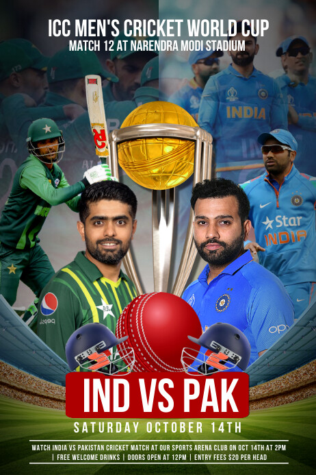 India Vs Pakistan World Cup Match Template | PosterMyWall