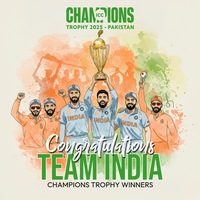 India Wins Champions Trophy 2025 templaat | PosterMyWall