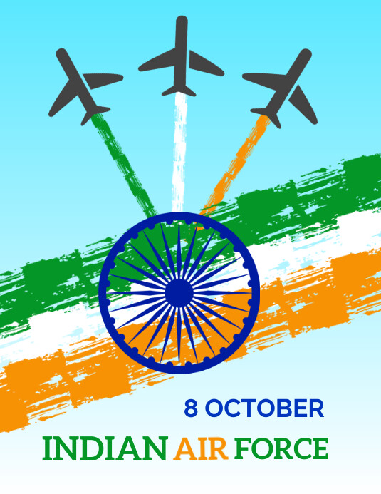 Indian air force day celebration flyer templa Template | PosterMyWall