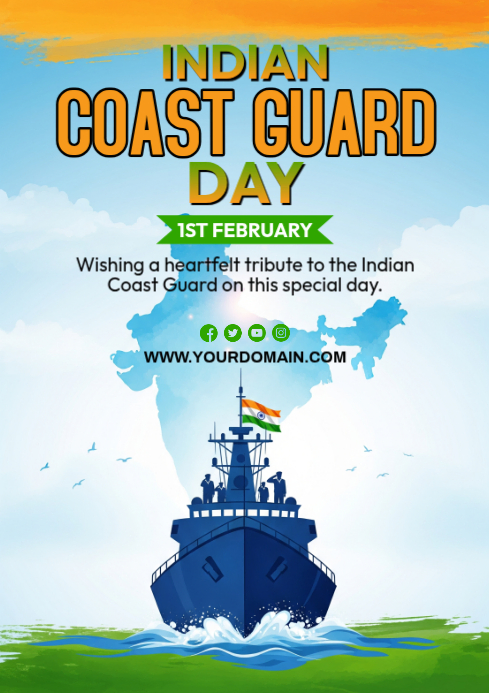 Indian Coast Guard Day A4 Template | PosterMyWall