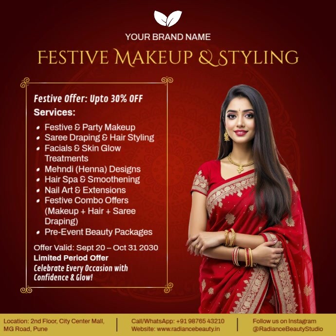Copy of Indian Festival Salon and Beauty Parlour Ad Social Media Post ...