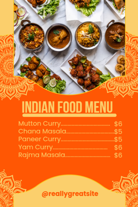 Indian Food Menu Poster Template | PosterMyWall