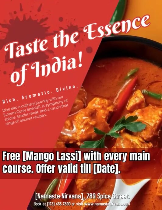 Copy of Indian food Restaurant Flyer design template | PosterMyWall