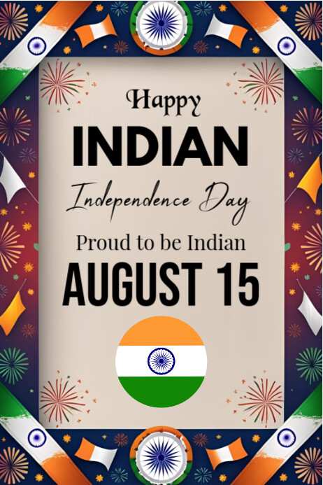 Indian Independence Day Poster 15 August. Template | PosterMyWall